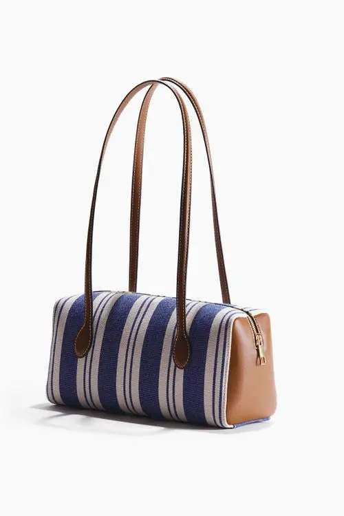 H&m Rectangular Canvas Shoulder Bag With Coated Fabric Details