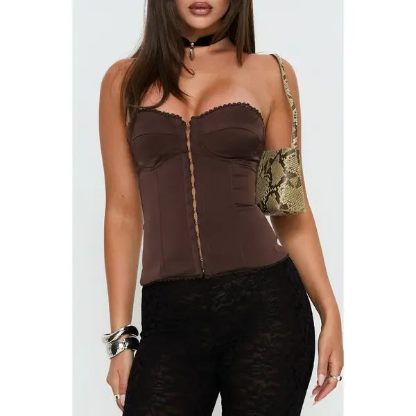 Princess Polly Jazzy Bustier Strapless Corset Top - Chocolate