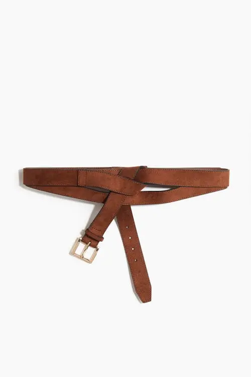 H&m Double Strap Waist Belt With Buckle Detail - Brown