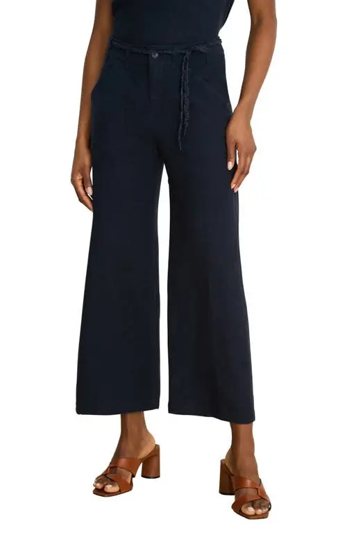 NIC+ZOE Linen Blend Wide Leg Ankle Pants - Dark Indigo