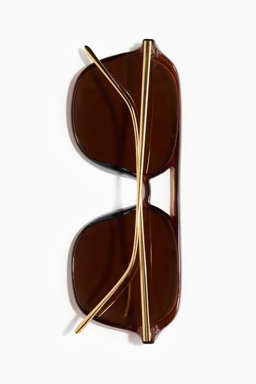 H&m Polarised Aviator Sunglasses With Plastic Frames And Metal Sidepieces - Dark Brown