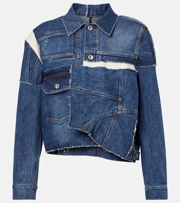 Sacai Patchwork Denim Jacket - Blue