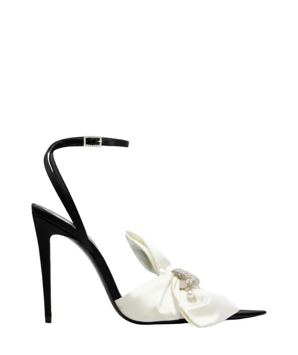 Saint Laurent Embellished Pointed Toe Sandals - Black