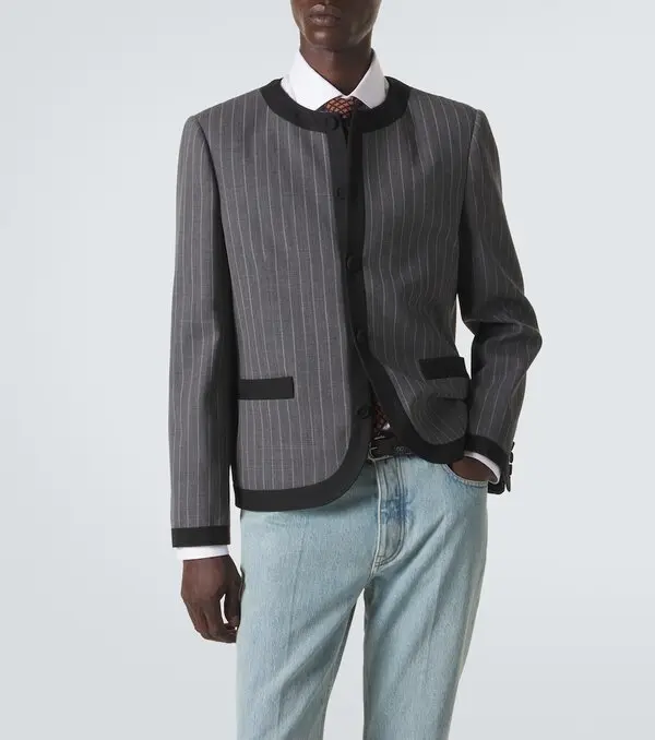 Valentino Garavani Pinstripe Virgin Wool Jacket - Grey