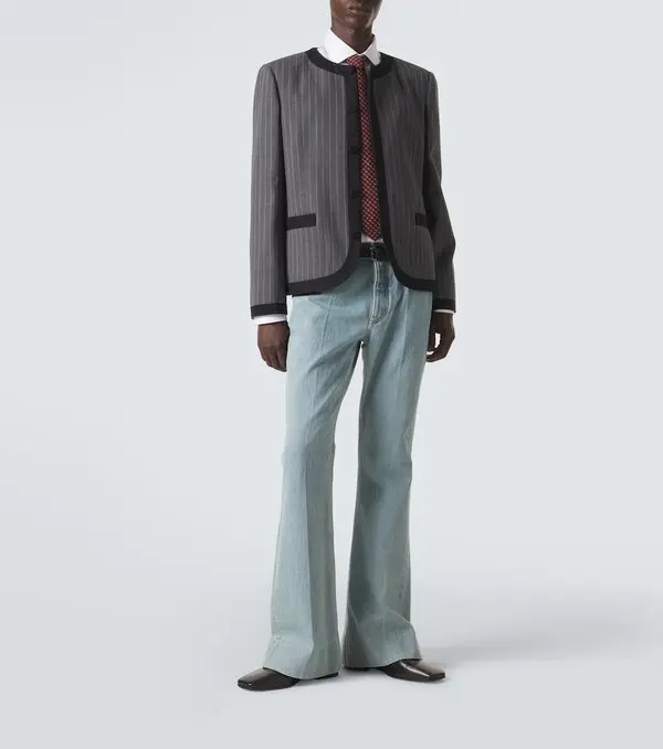 Valentino Garavani Pinstripe Virgin Wool Jacket - Grey