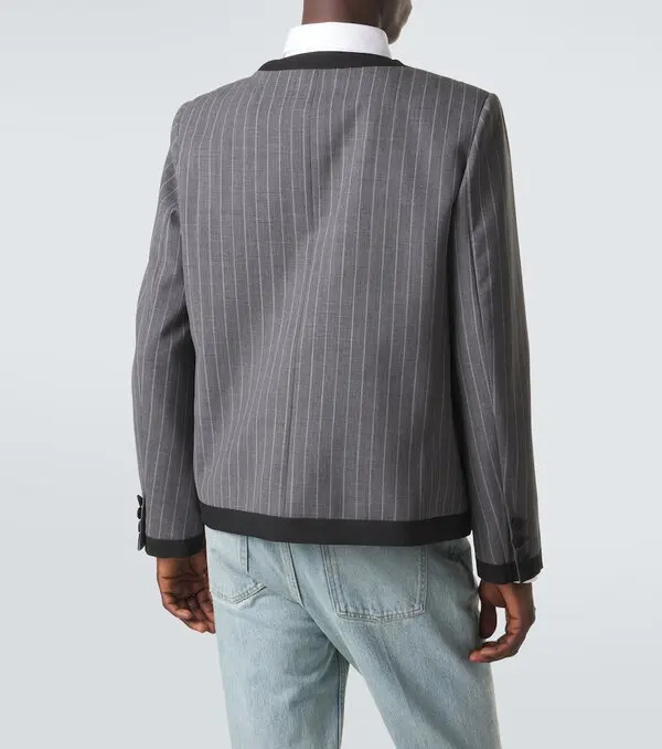 Valentino Garavani Pinstripe Virgin Wool Jacket - Grey