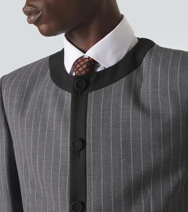 Valentino Garavani Pinstripe Virgin Wool Jacket - Grey