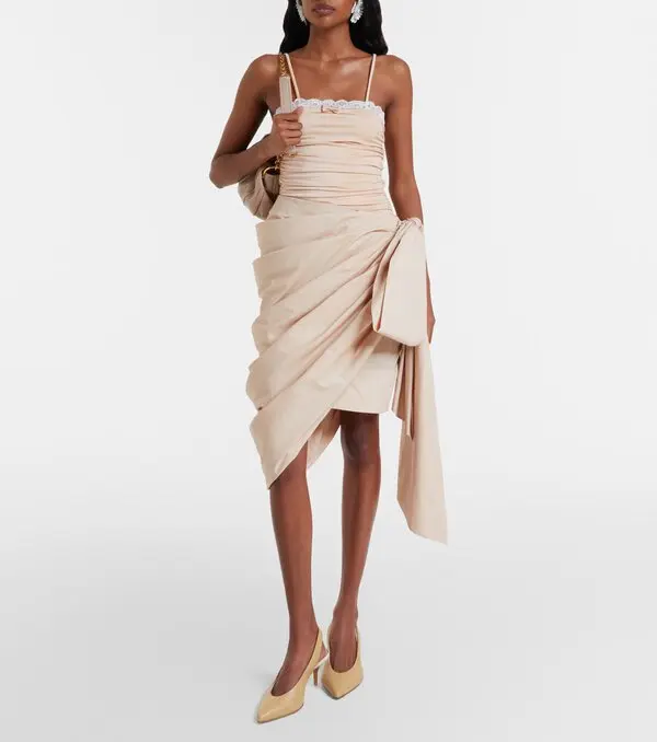 Chloé Bow-detail Cotton Poplin Midi Skirt - Beige