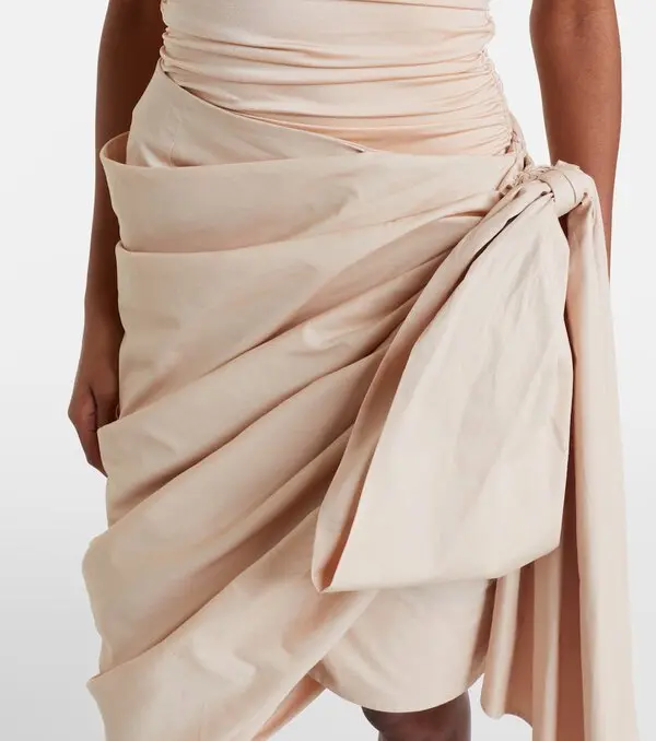 Chloé Bow-detail Cotton Poplin Midi Skirt - Beige