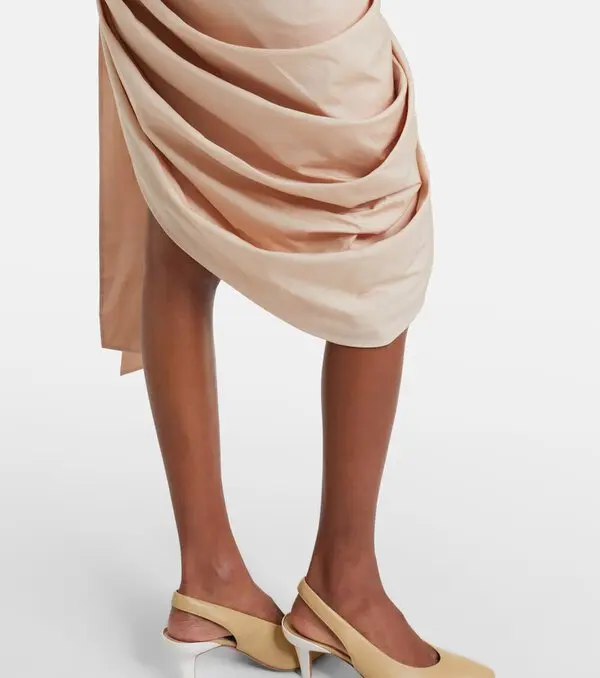 Chloé Bow-detail Cotton Poplin Midi Skirt - Beige