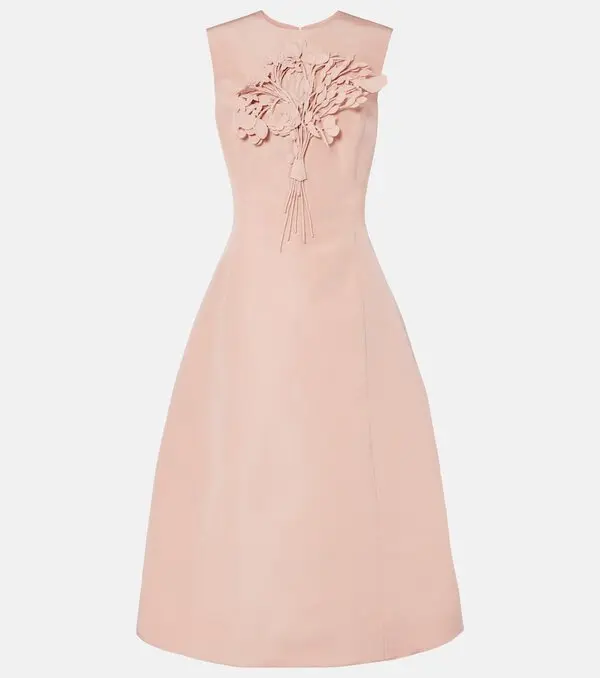 Oscar De La Renta Embroidered Silk Cocktail Dress - Pink