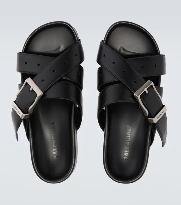 Balenciaga Leather Mules - Black