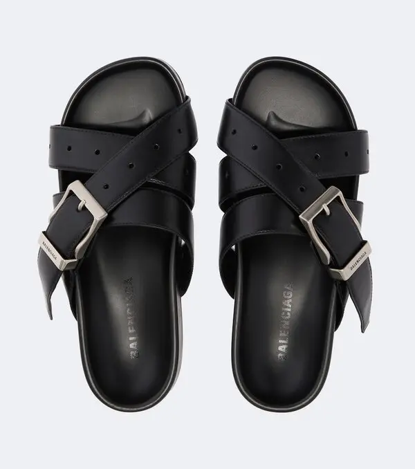 Balenciaga Leather Mules - Black