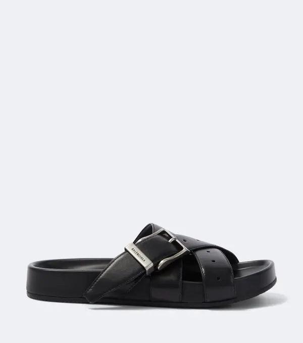 Balenciaga Leather Mules - Black