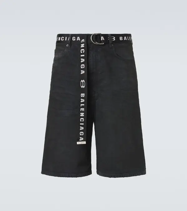 Balenciaga Belted Denim Bermuda Shorts