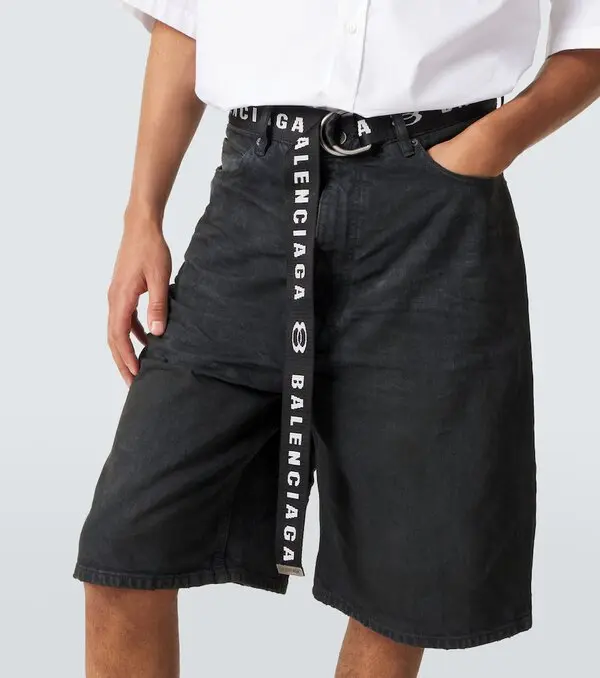 Balenciaga Belted Denim Bermuda Shorts