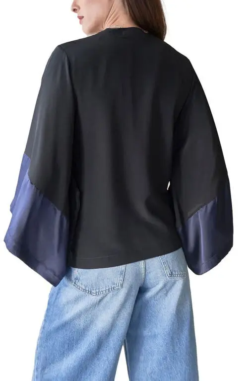 OCEAN+MAIN Silk Wide Sleeve Top