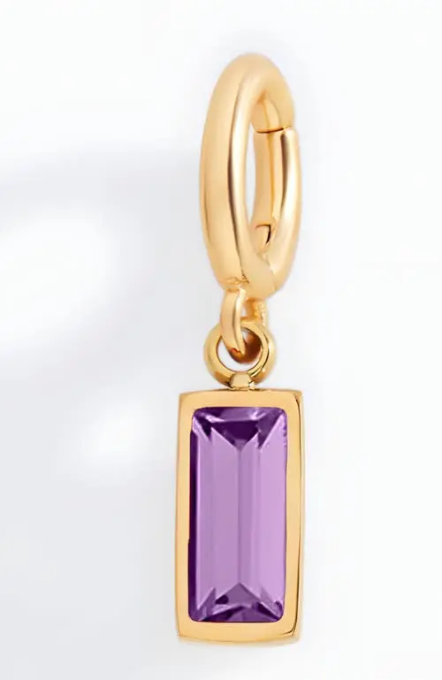 MINT & LILY Baguette Birthstone Charm In 18k Gold-tone Stainless Steel - February Amethyst