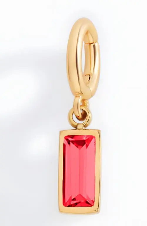 MINT & LILY Baguette Birthstone Charm In 18k Gold-tone Stainless Steel - July Ruby
