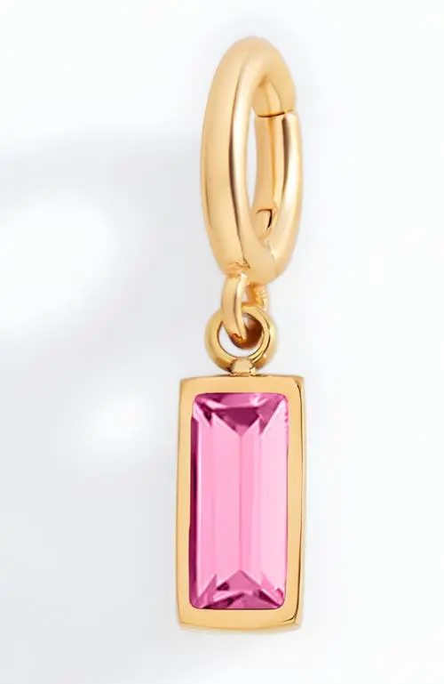 MINT & LILY Baguette Birthstone Charm In 18k Gold-tone Stainless Steel - October Pink Tourmaline