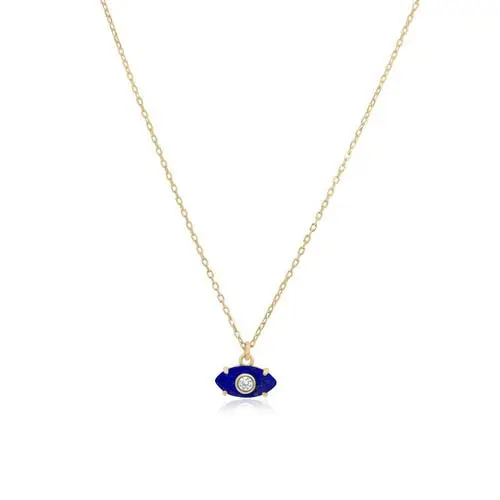 THE LOVERY FINE JEWELRY 14k Gold-plated Sterling Silver Evil Eye Necklace - Lapis