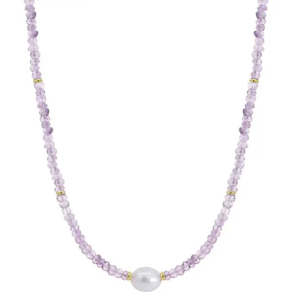 THE LOVERY FINE JEWELRY Amethyst Bead And Pearl Necklace - Pink