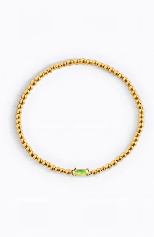 MINT & LILY Gold Beaded Birthstone Bracelet - August Peridot