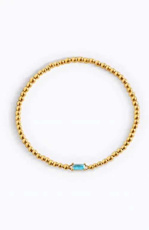 MINT & LILY Gold Beaded Birthstone Bracelet - December Blue Zircon