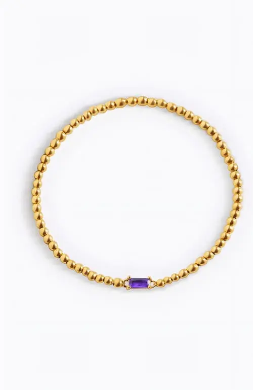 MINT & LILY Gold Beaded Birthstone Bracelet - February Amethyst
