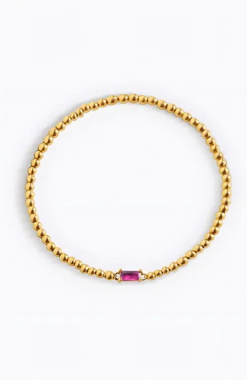 MINT & LILY Gold Beaded Birthstone Bracelet - July Ruby