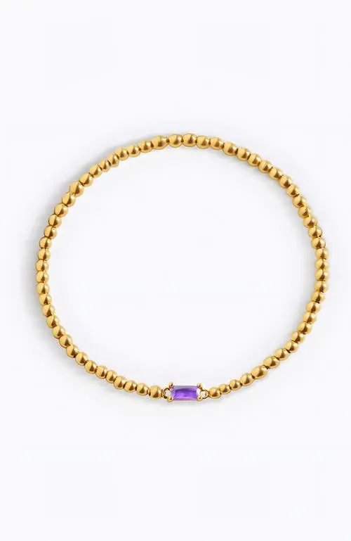 MINT & LILY Gold Beaded Birthstone Bracelet - June Alexandrite