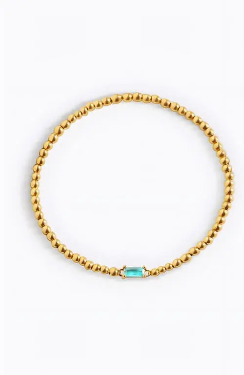 MINT & LILY Gold Beaded Birthstone Bracelet - March Aquamarine