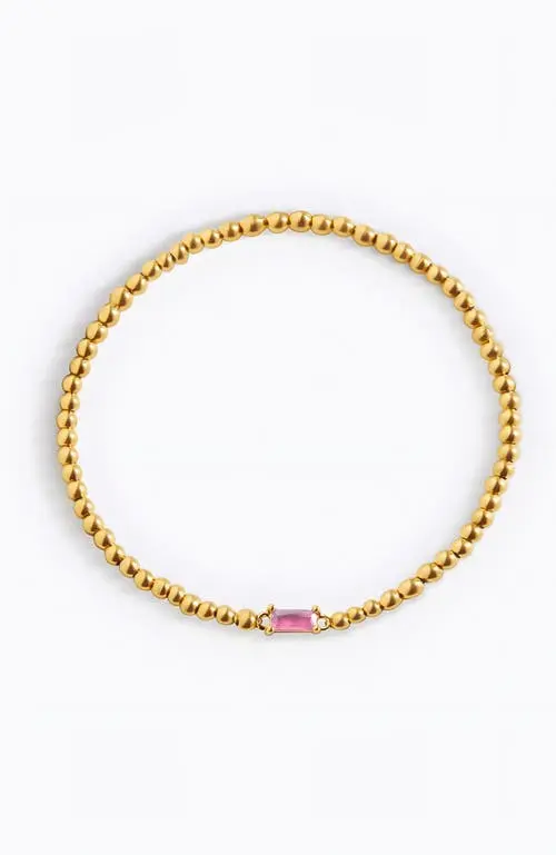 MINT & LILY Gold Beaded Birthstone Bracelet - October Pink Tourmaline