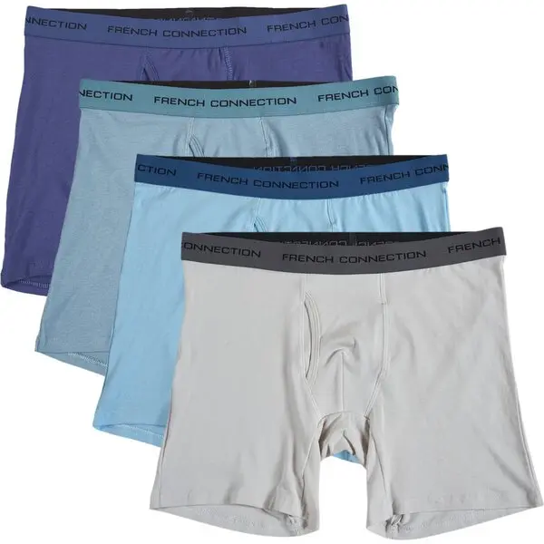 French Connection Assorted Organic Cotton Boxer Brief 4-pack - Blue