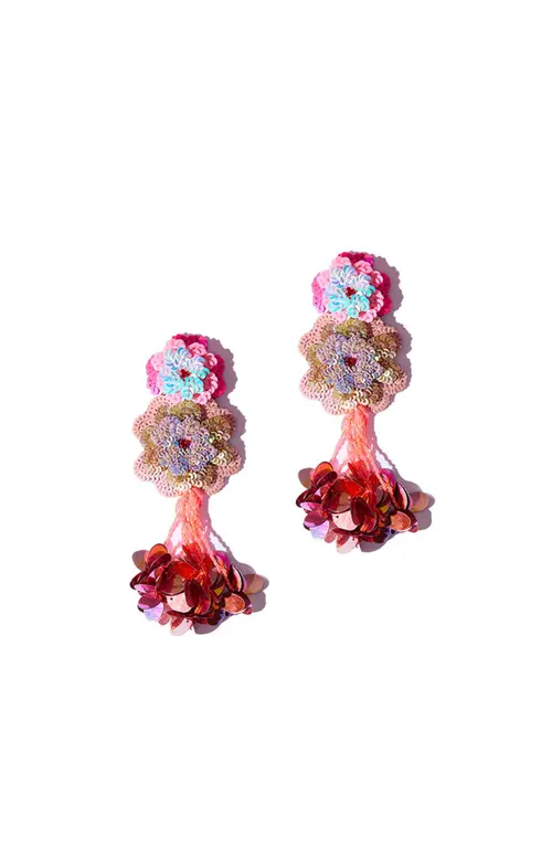SIMITRI Peony Cascade Earrings - Orange