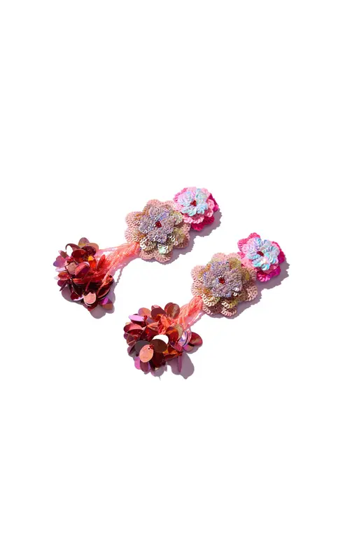 SIMITRI Peony Cascade Earrings - Orange