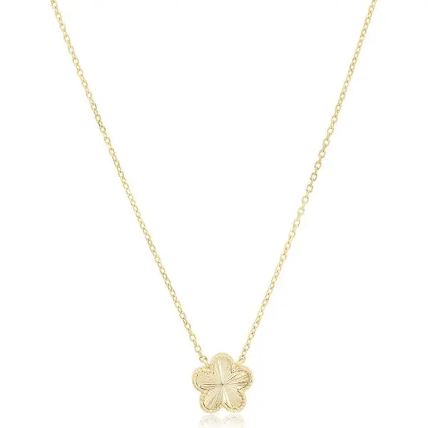 THE LOVERY FINE JEWELRY Fluted Single Flower Necklace - Goldlated Sterling Silver