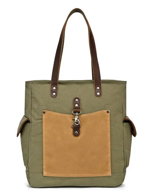 TSD BRAND Valley And Sky Spacious Adventure Tote - Olive
