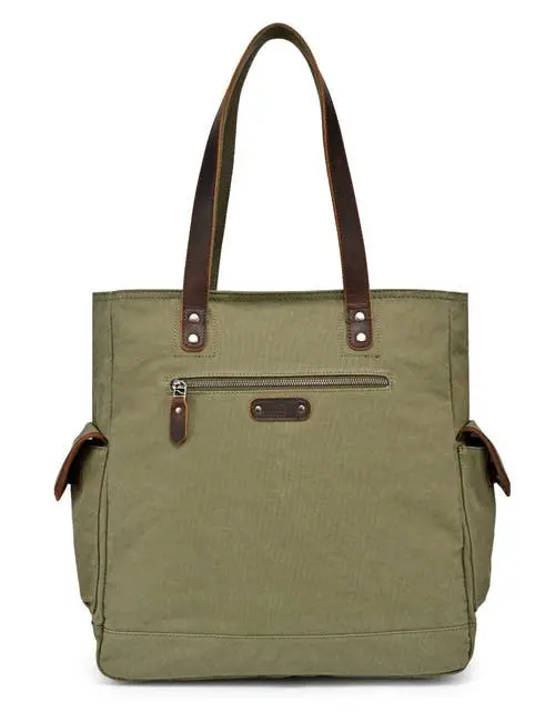 TSD BRAND Valley And Sky Spacious Adventure Tote - Olive
