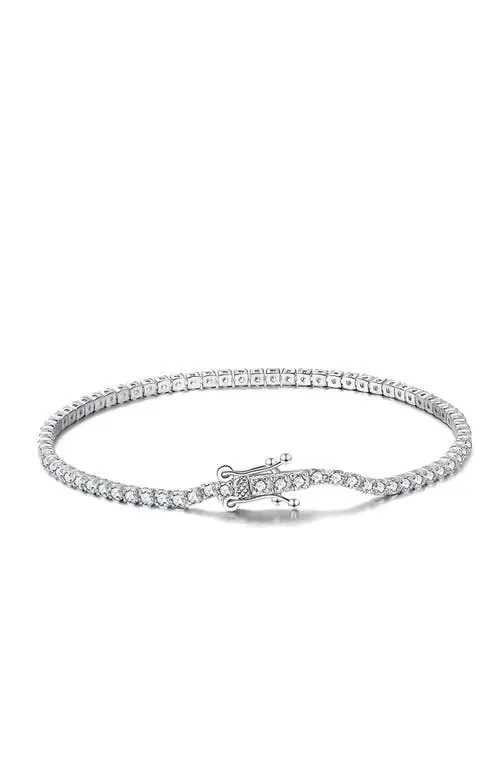 MINT & LILY Classic Tennis Bracelet With Simulated Diamonds - Silver