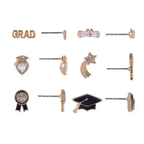 HALLMARK Graduation Stud Earring Set Six Designs