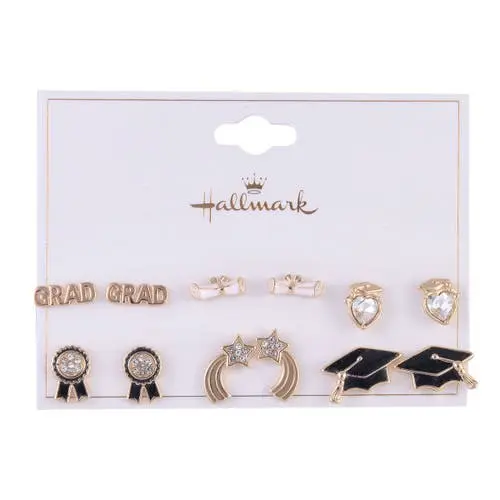 HALLMARK Graduation Stud Earring Set Six Designs