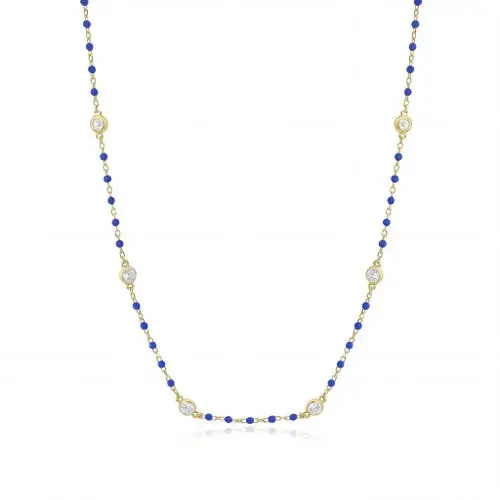 THE LOVERY FINE JEWELRY Beaded Cz Chain Necklace - Dark Blue