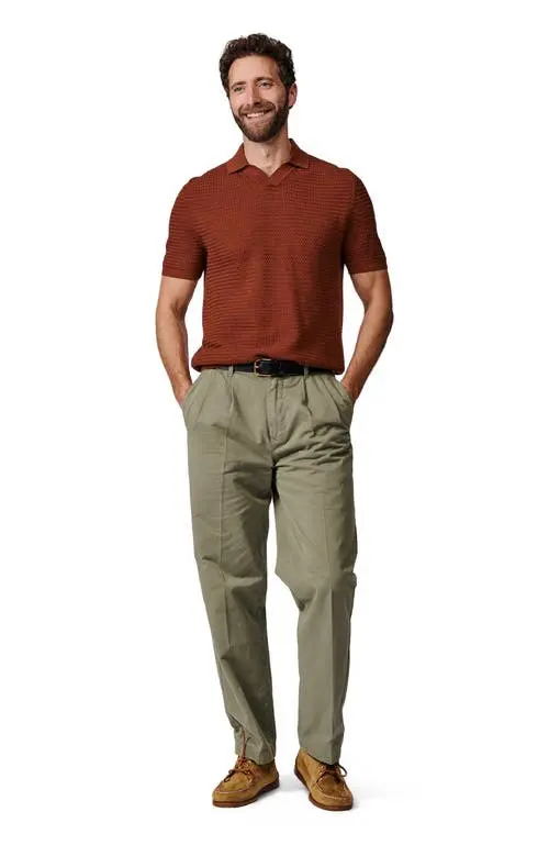 AUBIN Alford Textured Cotton Polo Shirt - Rust