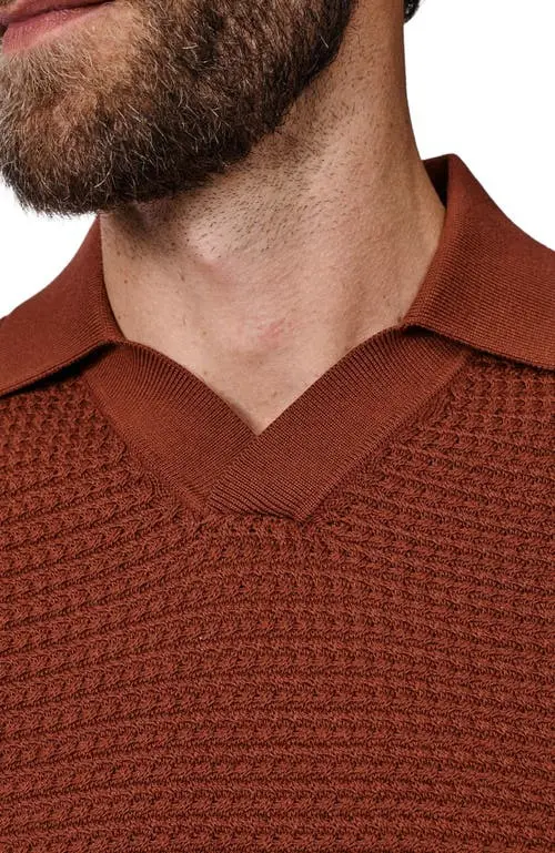 AUBIN Alford Textured Cotton Polo Shirt - Rust