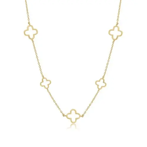 THE LOVERY FINE JEWELRY Alternating Open Clover Necklace - Goldlated Sterling Silver