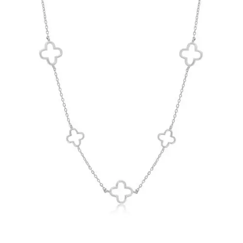 THE LOVERY FINE JEWELRY Alternating Open Clover Necklace - Sterling Silver