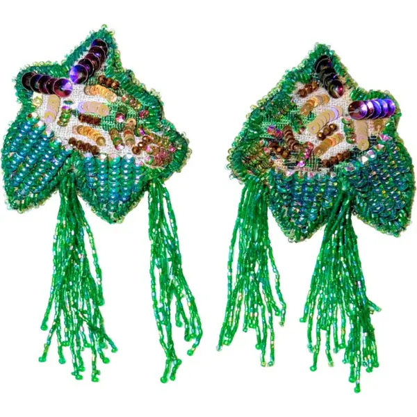 SIMITRI Enchanted Earrings With Beaded Fringe - Green