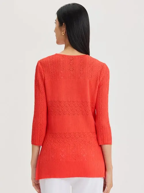 Misook Classic Lined Pointelle Soft Knit Tunic