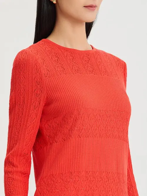 Misook Classic Lined Pointelle Soft Knit Tunic